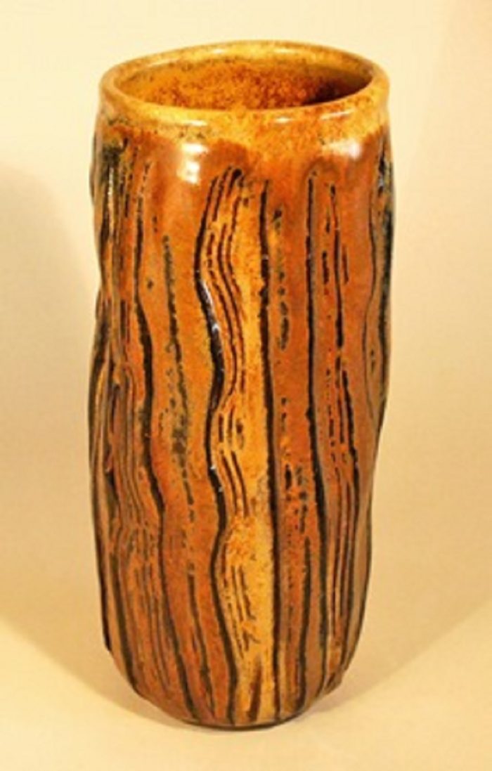 Carved and Altered Tree Vase - Klineware Pottery
